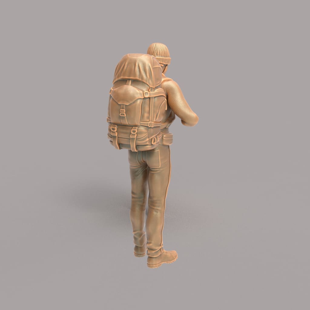 MM241B Male Hiker/Camping/Standing With Small Torch| Scale 3D