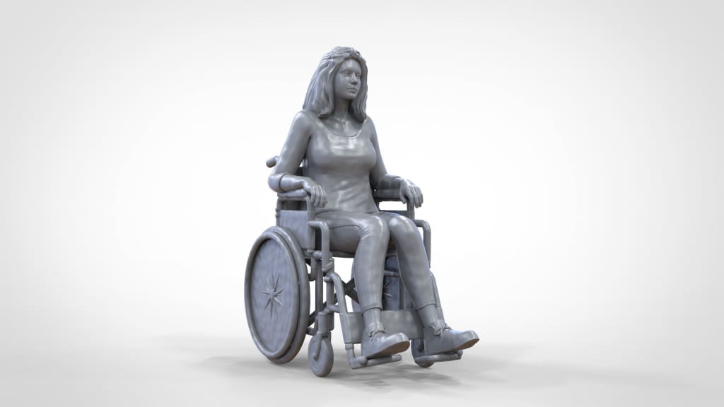 MM302 Female In Wheelchair| Scale 3D
