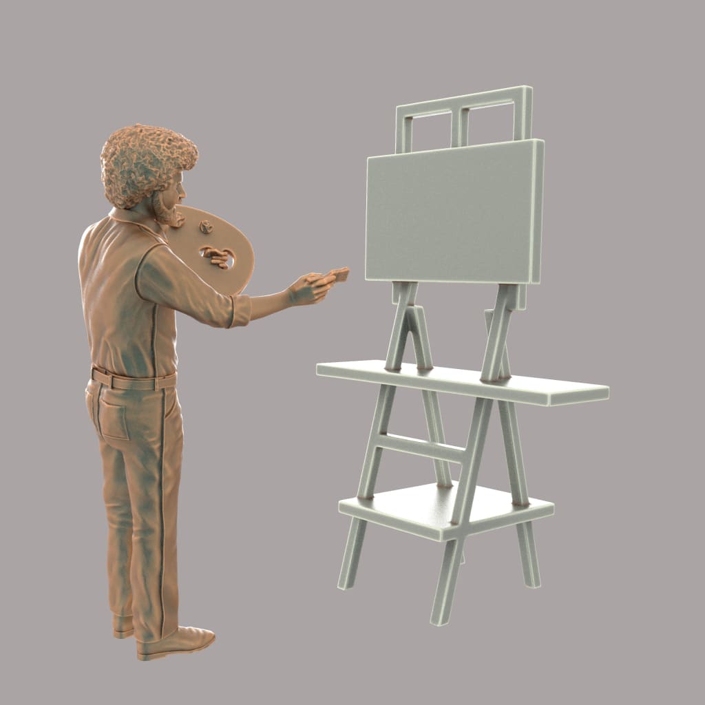MM642 Bob Ross-Painter-Artist and Easel| Scale 3D