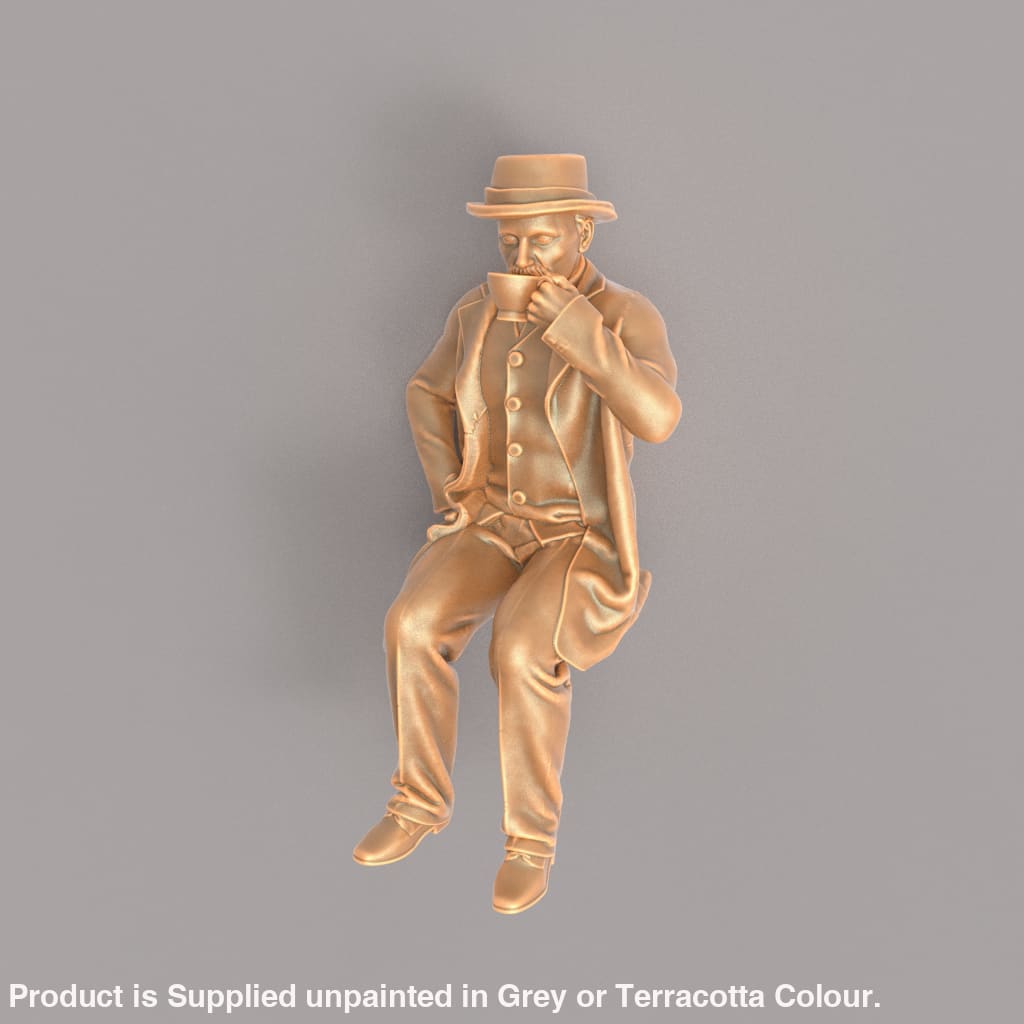 MM930D Edwardian/Victorian Male Sitting Drinking Tea| Scale 3D